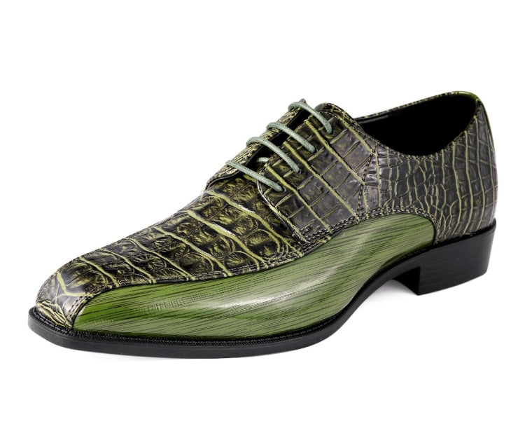 Olive Green Oxford Shoes | Alligator Print | Harvey by Amali – Amali Shoes